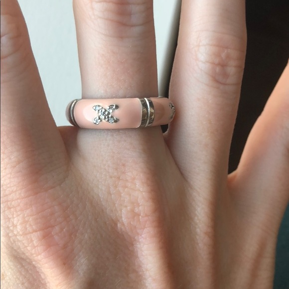 Jewelry | Pale Pink And Silver Enamel Ring | Poshmark